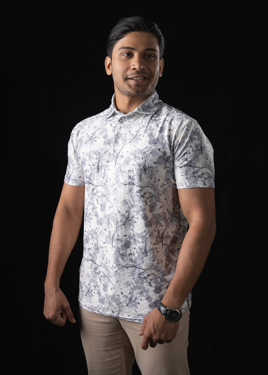 LCY | STRUCTURED FLORAL AOP POLO