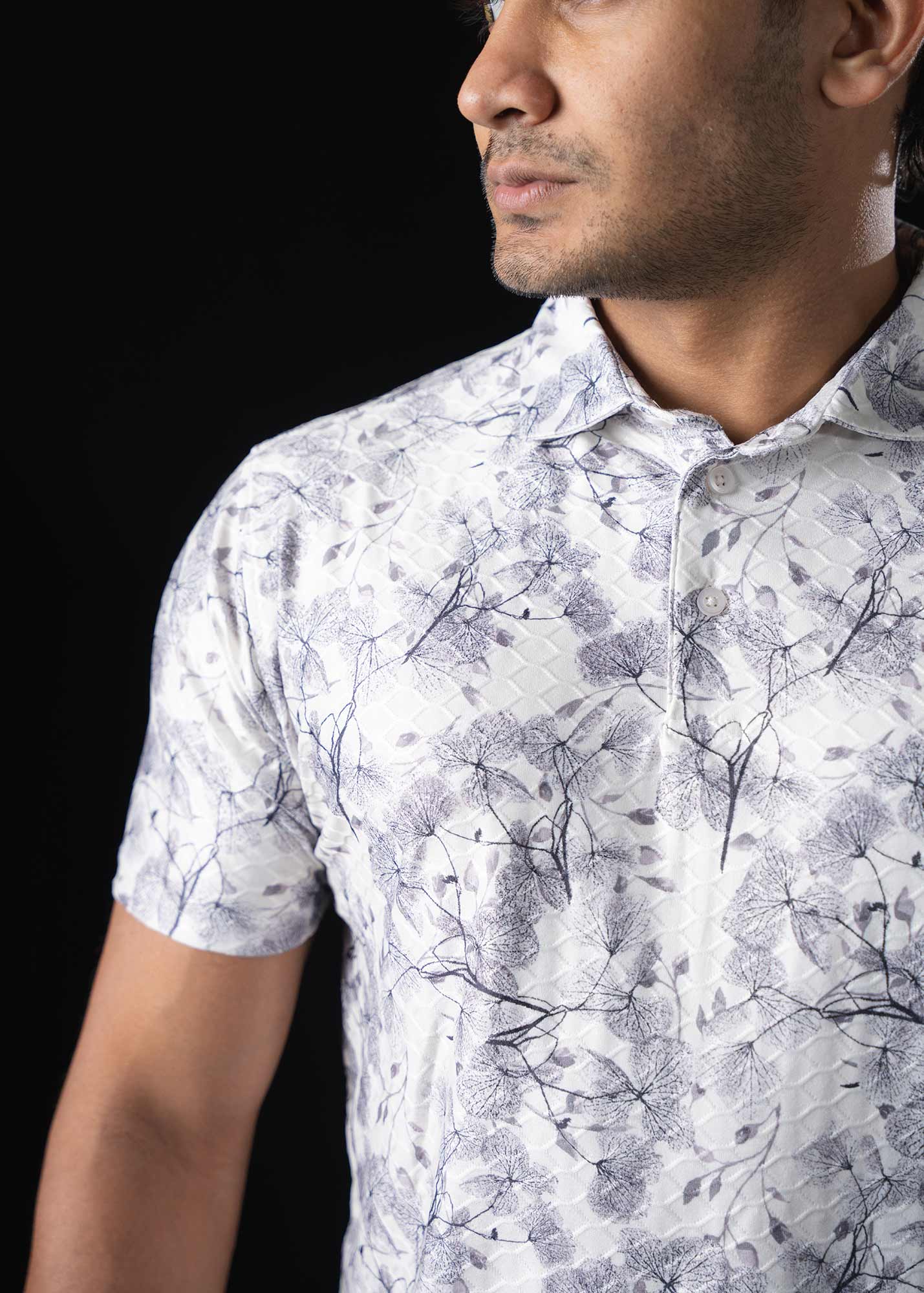 LCY | STRUCTURED FLORAL AOP POLO